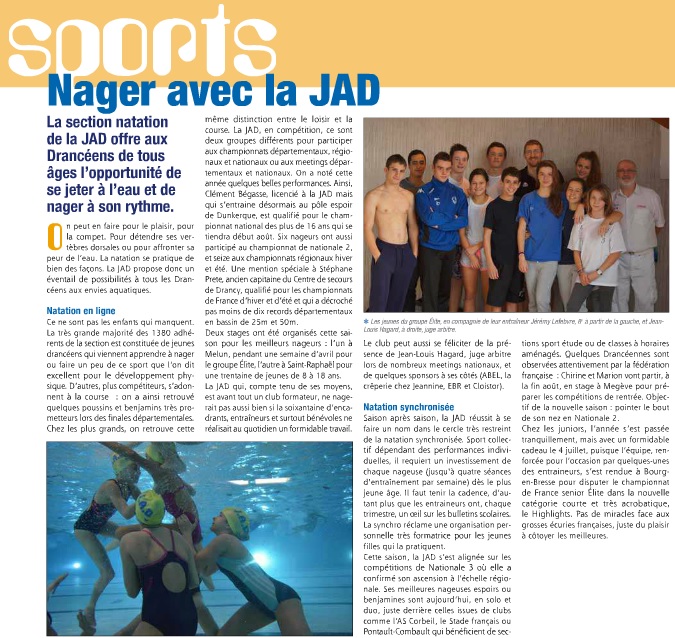 Nager avec la JAD - DI n°300 - JEANNE D'ARC DE DRANCY